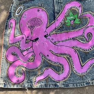 Lee | Skirts | Vintage Tupac Hand Painted Lee Acid Washed Denim Skirt ...